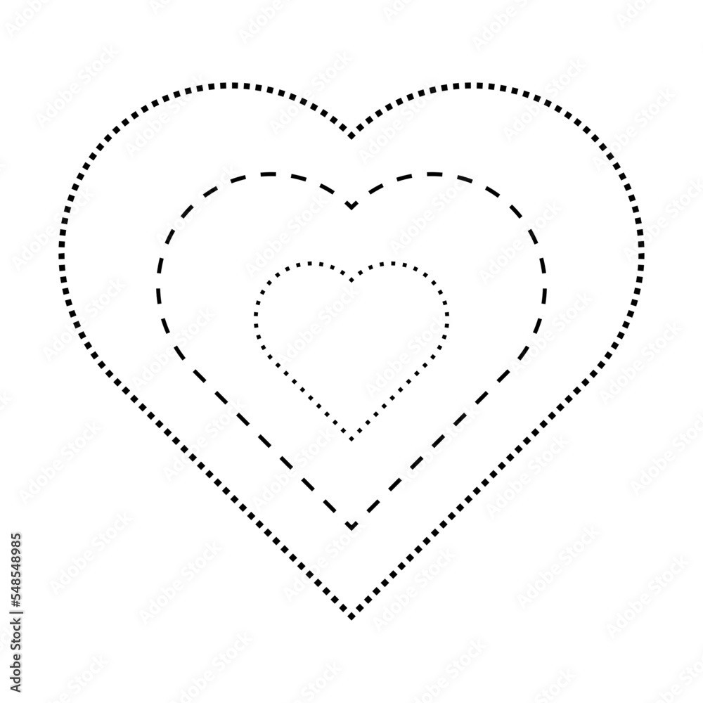 Tracing heart shape symbol, dashed and dotted broken line element for ...