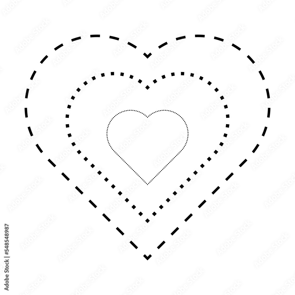 Tracing heart shape symbol, dashed and dotted broken line element for ...