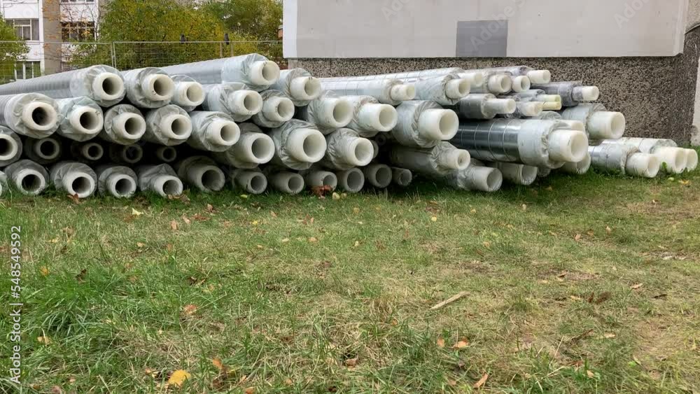 Wideo Stock: Insulated pipes for the modernization of a residential ...