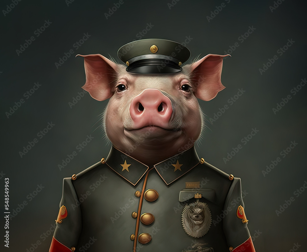 Military pig general , Ai generative illustration ilustração do Stock ...
