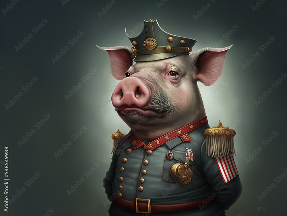 pig war general, Ai generative illustration Stock Illustration | Adobe Stock