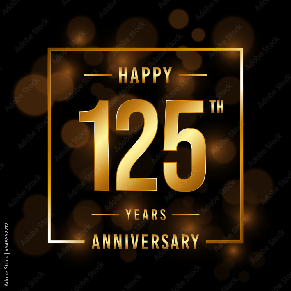 Vetor de 125th Anniversary. Anniversary template design with golden ...