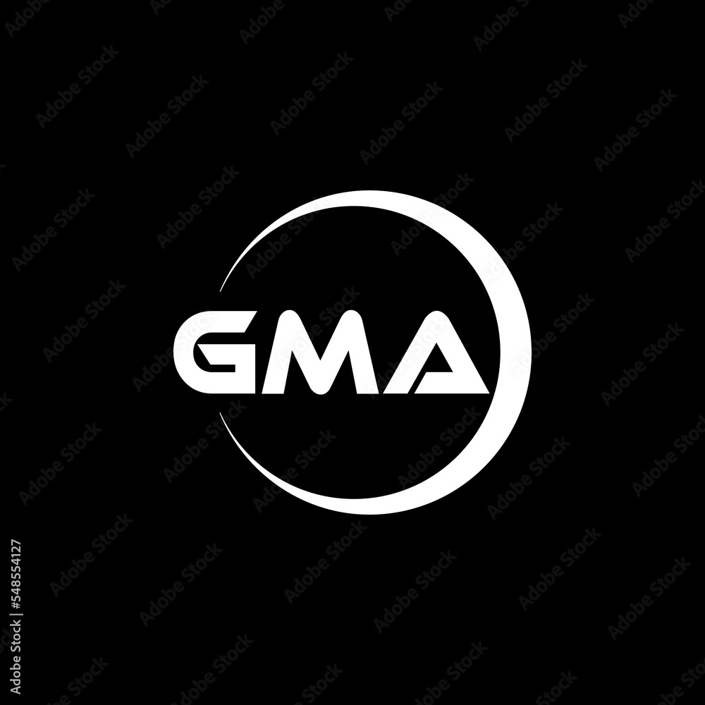 GMA letter logo design with black background in illustrator, cube logo ...