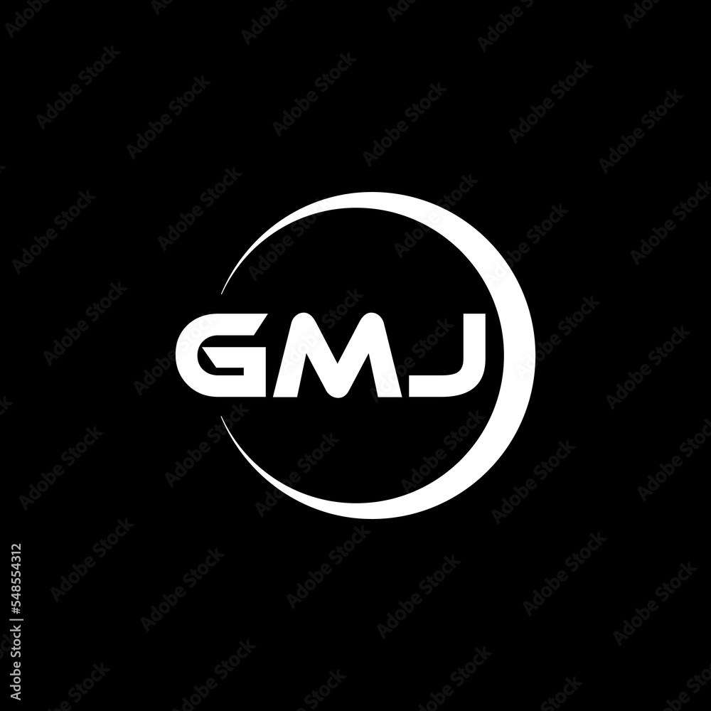 GMJ letter logo design with black background in illustrator, cube logo ...