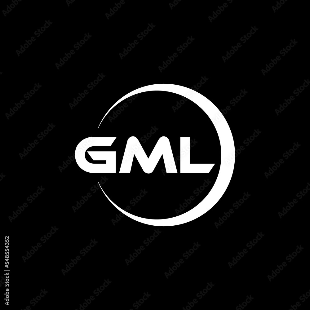 GML letter logo design with black background in illustrator, cube logo ...