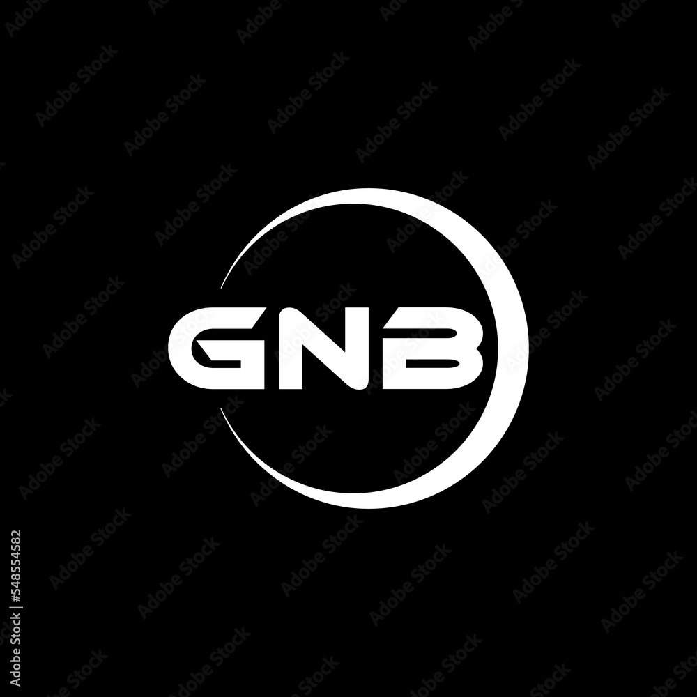 GNB letter logo design with black background in illustrator, cube logo ...