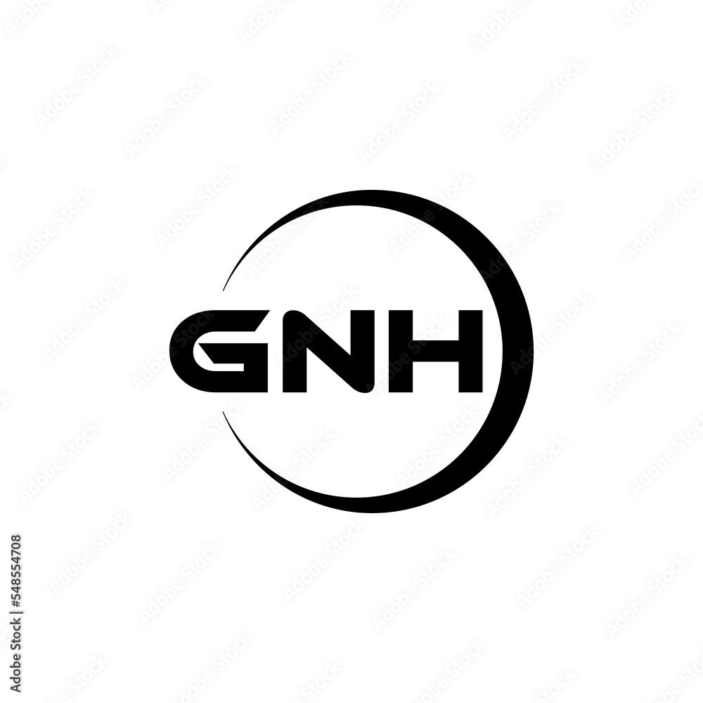 GNH letter logo design with white background in illustrator, cube logo ...
