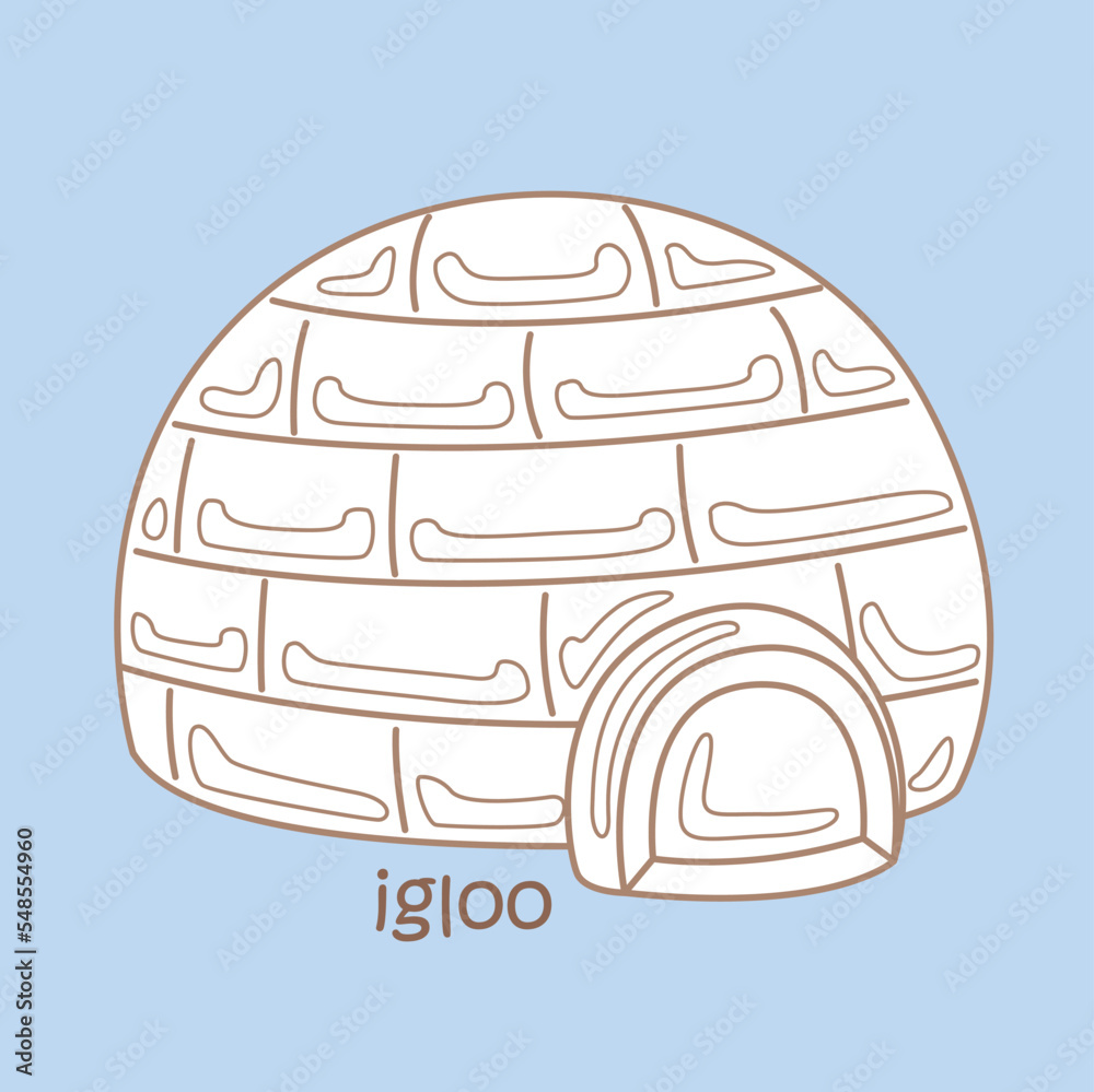 Alphabet I For Igloo Vocabulary Digital Stamp Stock Vector | Adobe Stock