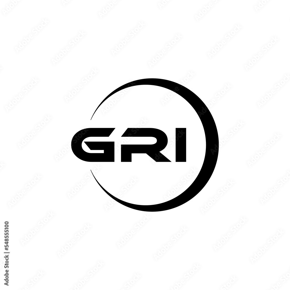 GRI letter logo design with white background in illustrator, cube logo ...
