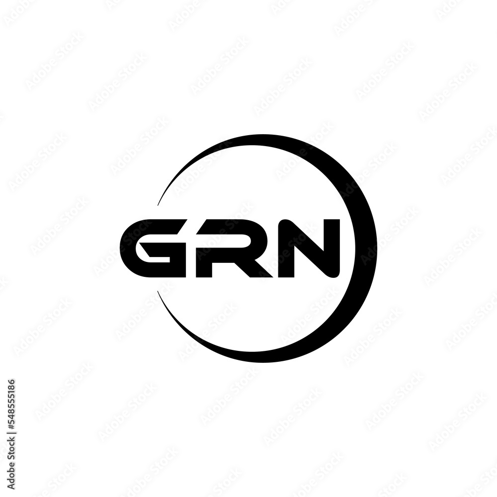 GRN letter logo design with white background in illustrator, cube logo ...