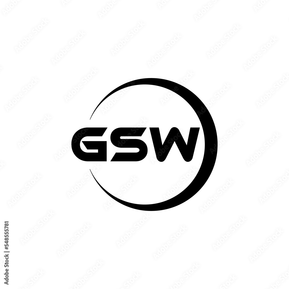 GSW letter logo design with white background in illustrator, cube logo ...