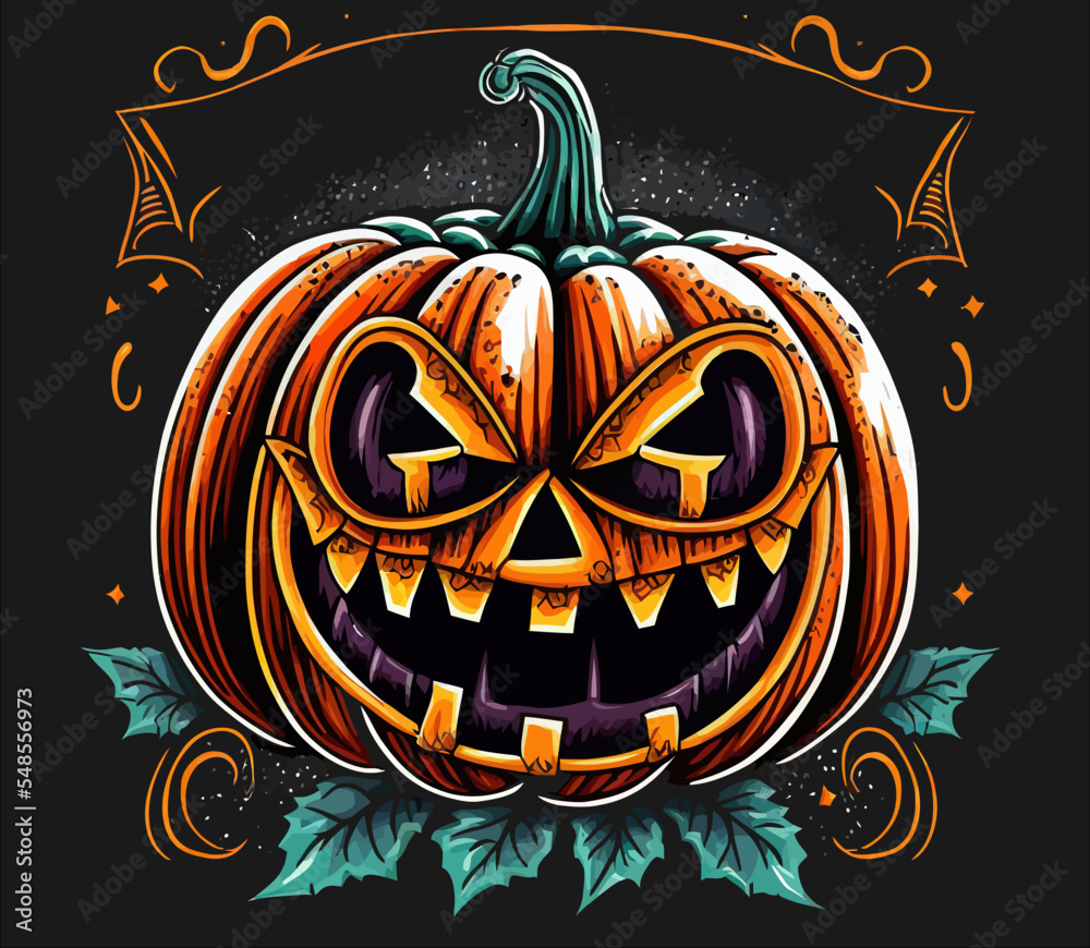 Sinister pumpkin for Halloween with a glow from the inside Isolated ...