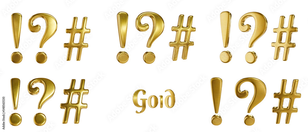 3D alphabet. Golden font with transparent background. Gold. Signs ...