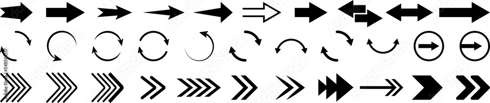 Large set of vector arrows in black on transparent background. Arrows ...