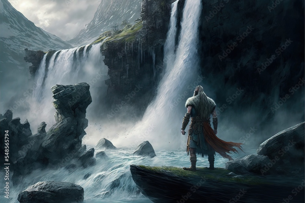 fantasy landscape in concept Norse Mythology Stock Illustration | Adobe ...