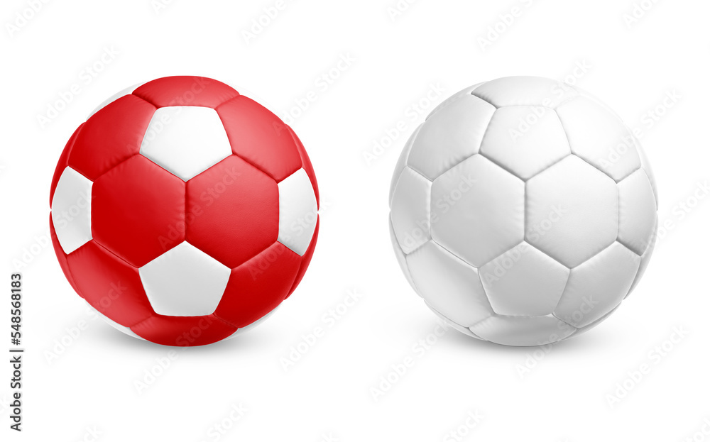 Red and White Soccer ball isolated on white background Stock ...