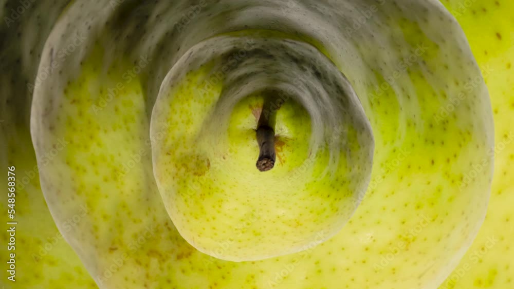 Zooming Pear in seamless loop background. Exotic fruits in seamless ...