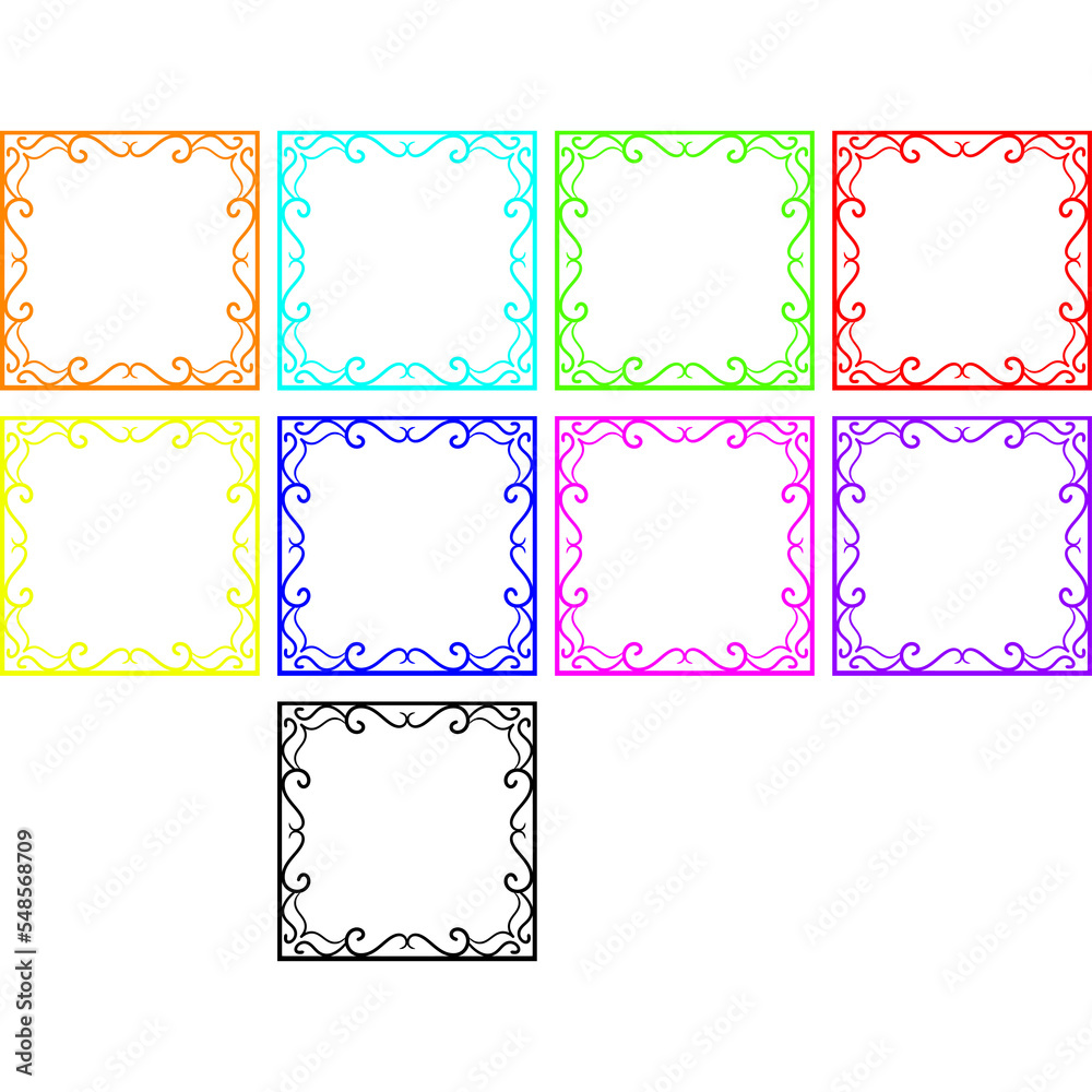Assorted Colored Square Fancy Border Frames 10 Pack Stock Illustration ...