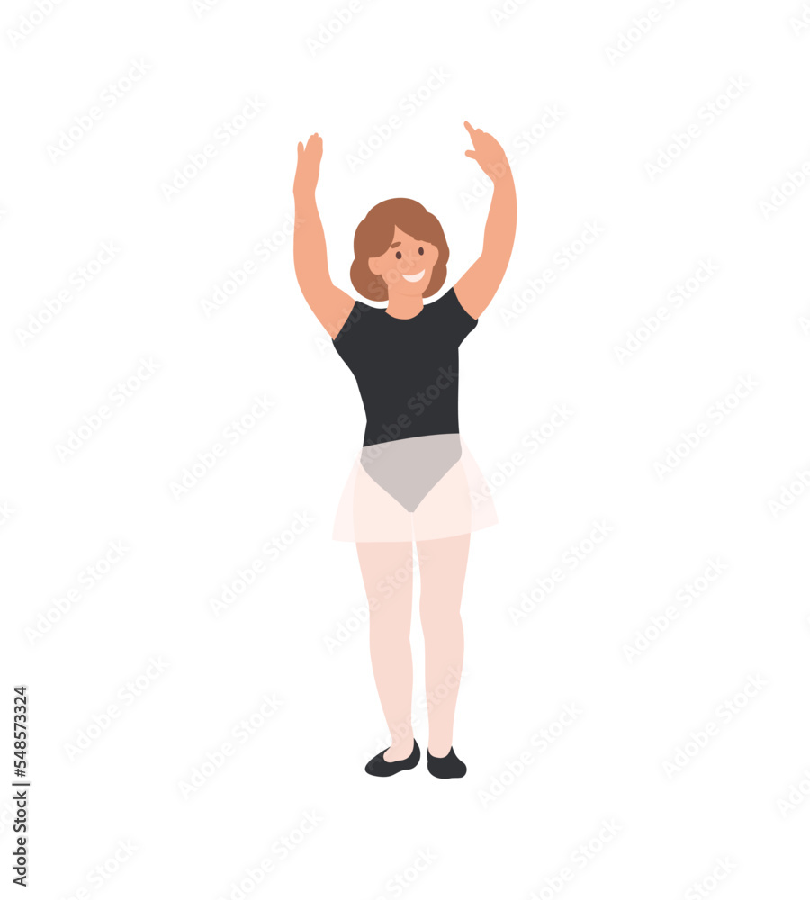 Girl in black leotard dancing classic ballet. Ballet classes cartoon ...