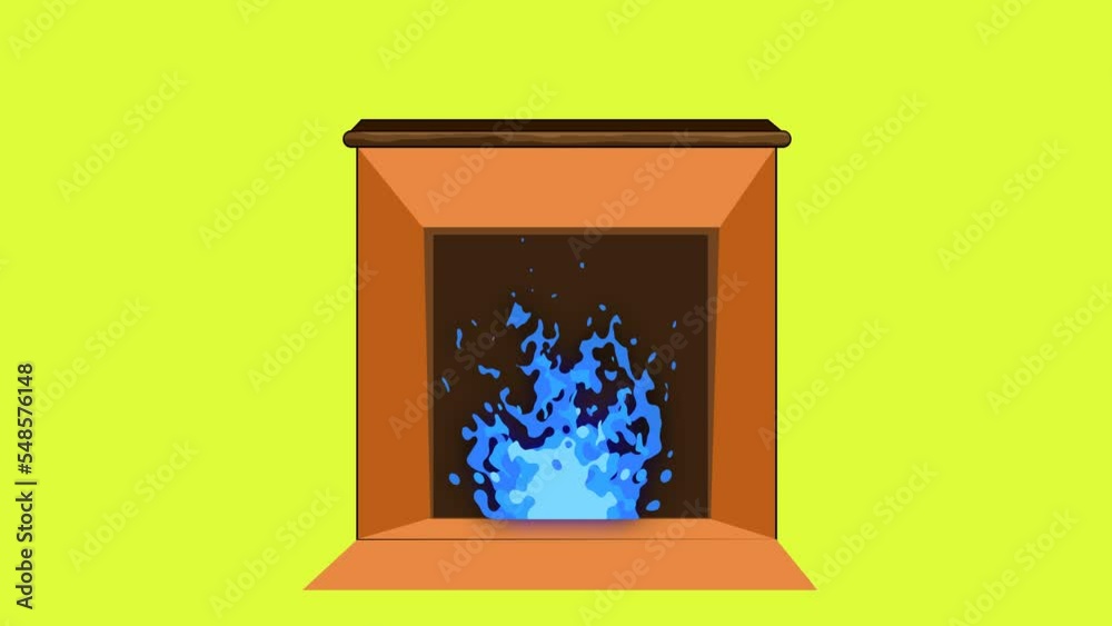 Burning Fireplace in winter session snoow. Cartoon bonfire burning ...