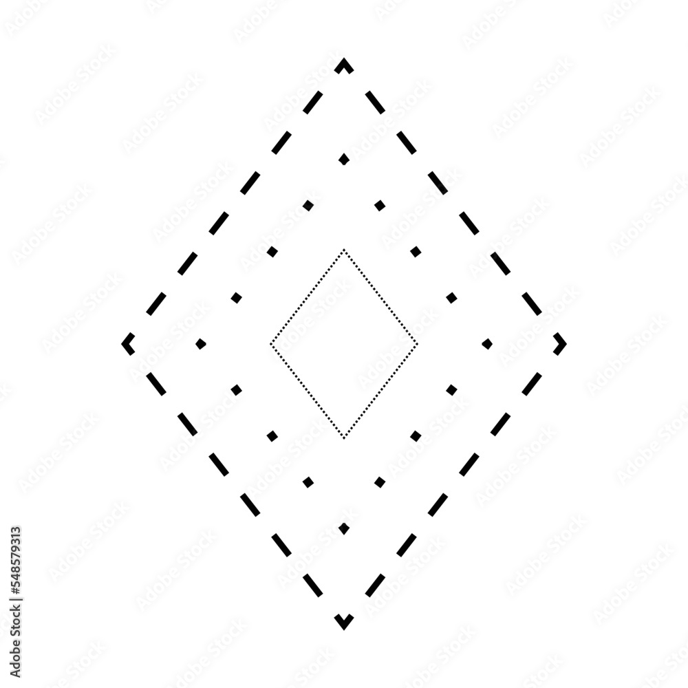 Tracing rhombus shape symbol, dashed and dotted broken line element for ...