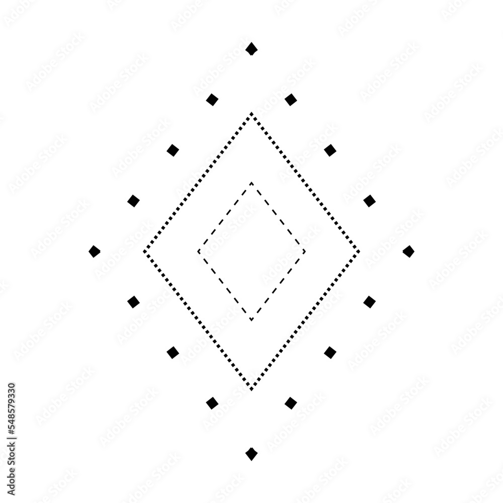 Tracing rhombus shape symbol, dashed and dotted broken line element for ...