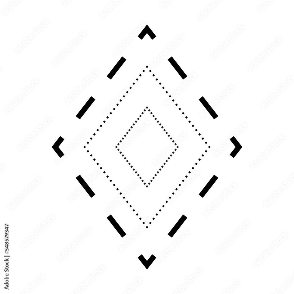Tracing rhombus shape symbol, dashed and dotted broken line element for ...