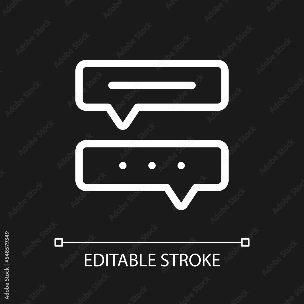Communication with chat bot pixel perfect white linear ui icon for dark ...