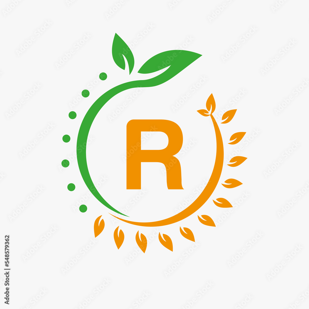 Letter R Healthcare Logo. Doctor Logo Sign, Medical Pharmacy Eco Leaf ...