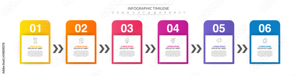 Modern simple infographic with six rectangles. 3D concept graphic ...