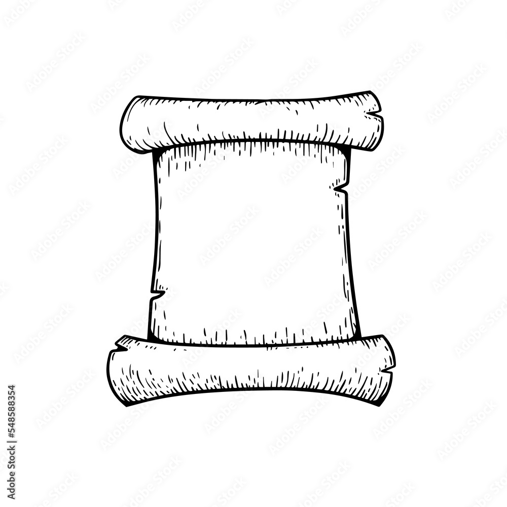 Hand drawn paper scroll parchment. Sketch style opened ancient ... Hand drawn paper scroll parchment. Sketch style opened ancient ...