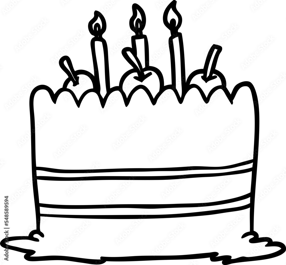 outline of a birthday cake Stock Vector | Adobe Stock