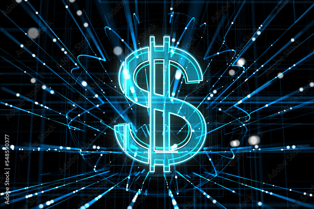 International and global market currency concept with digital dollar ...