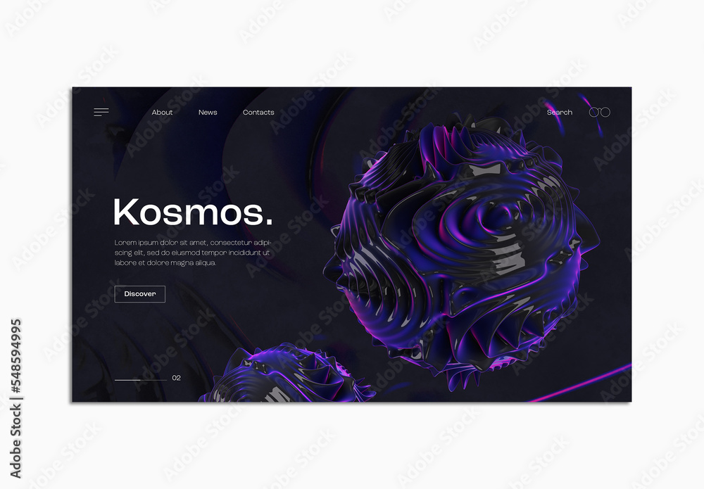 Stocksjabloon Kosmos-Futuristic Landing Page Layout | Adobe Stock