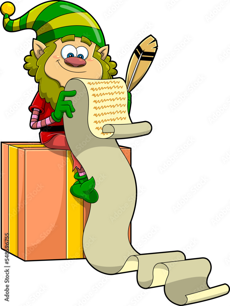 Santa's Little Elf Helper Cartoon Character Writing A To-Do List ...