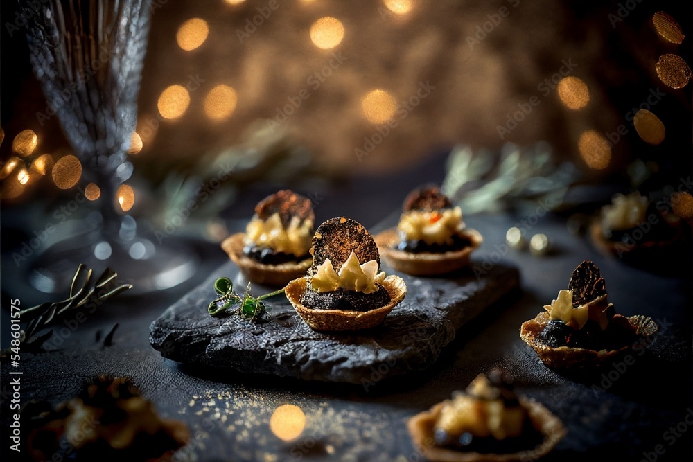 Sumptuous decadent christmas party food, canapes desserts and cakes ...