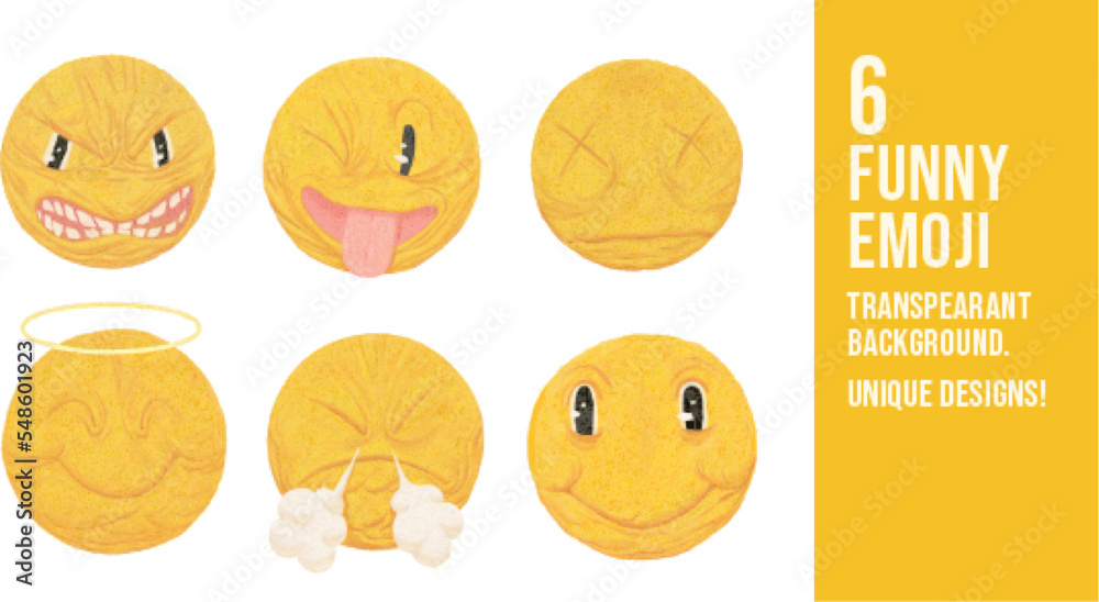 6x hilarious Emoji characters — VECTOR Mega set with clear background ...