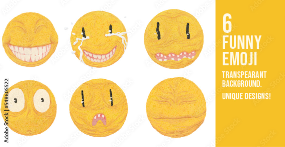 6x hilarious Emoji characters — VECTOR Mega set with clear background ...