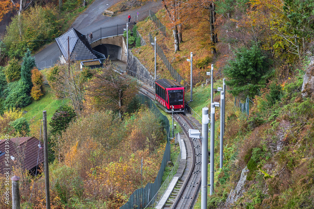 Floibanen funicular to Mt Floyen at Bergen City, from Top of Mount ...