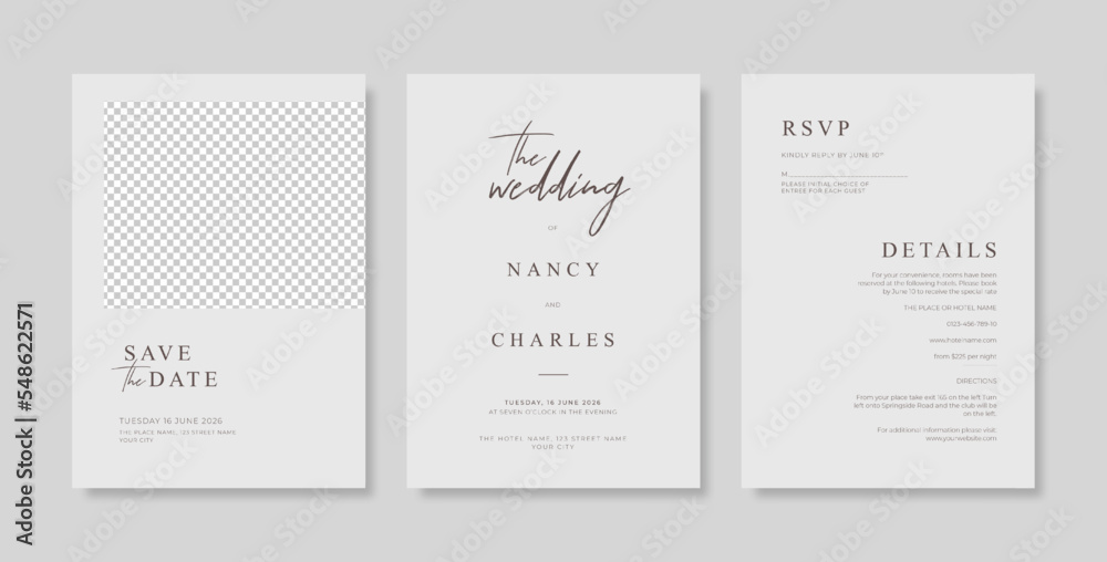 Simple and minimalist wedding card template. trendy modern wedding ...