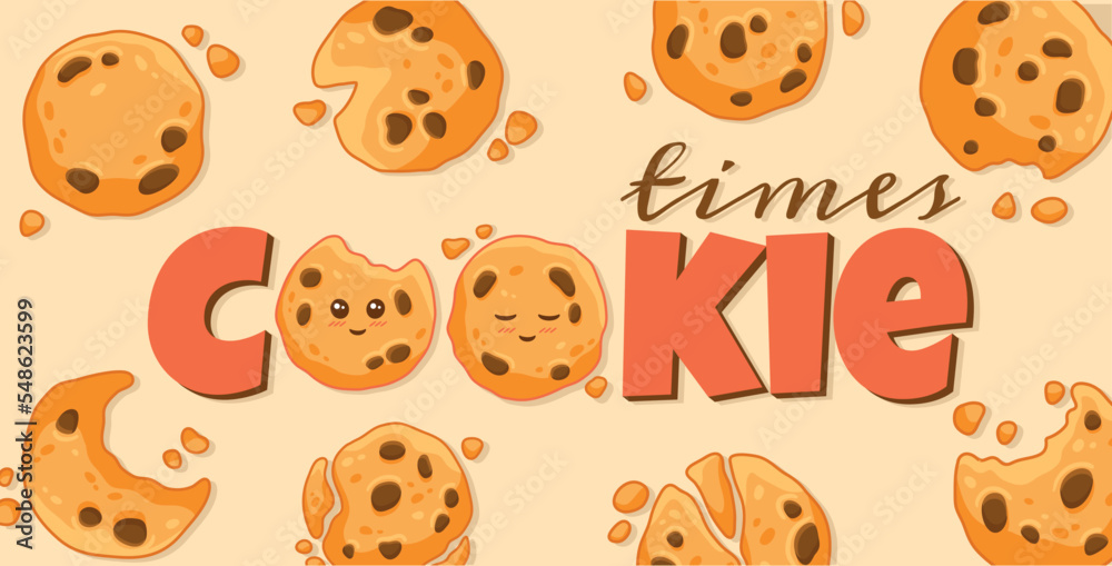 Cookies word concept. Poster or banner for website. Dessert and ...