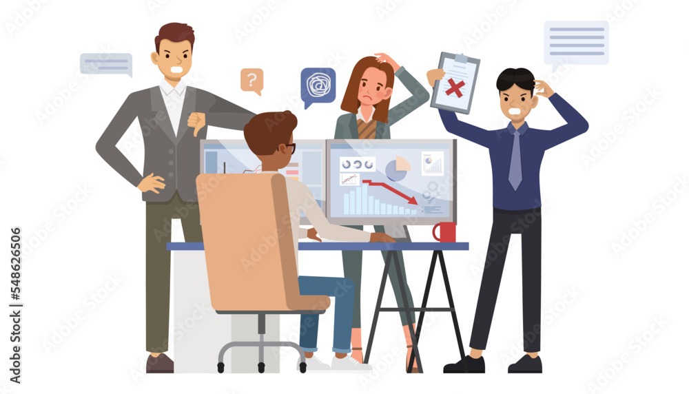 Business distractions concept. Office man and woman character vector ...
