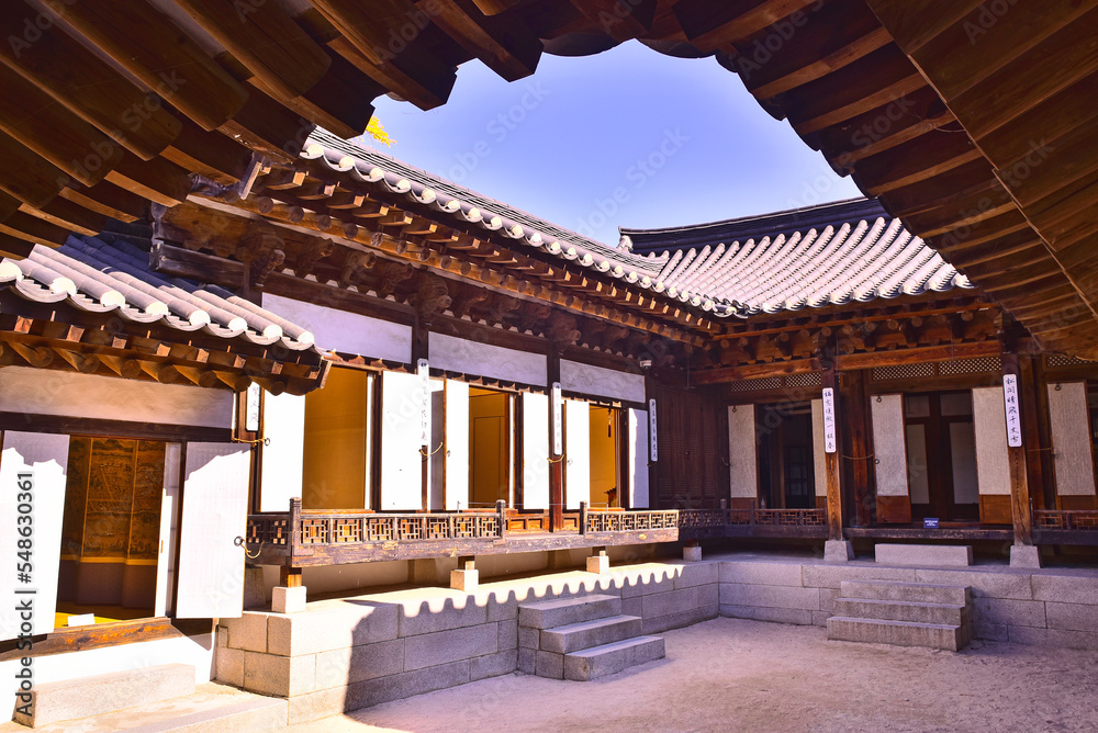Traditional village scenery of Namsan Hanok Village in Seoul, 서울 남산한옥 ...
