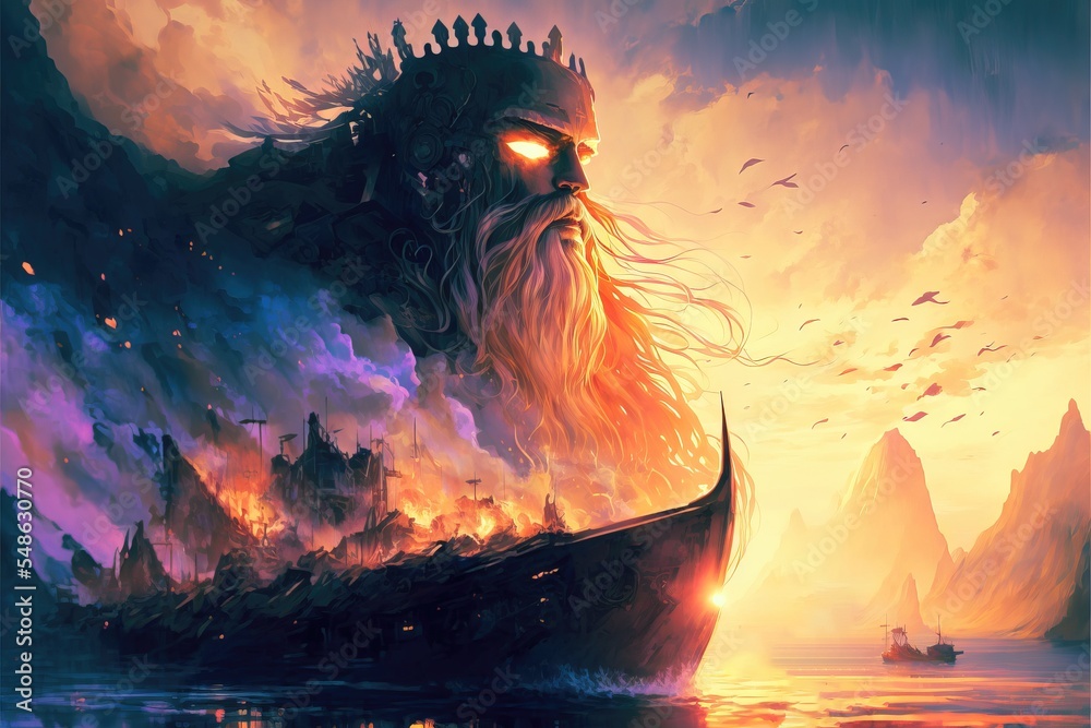 brave traveler battles with giant terrifying monsters. fantasy giant ...