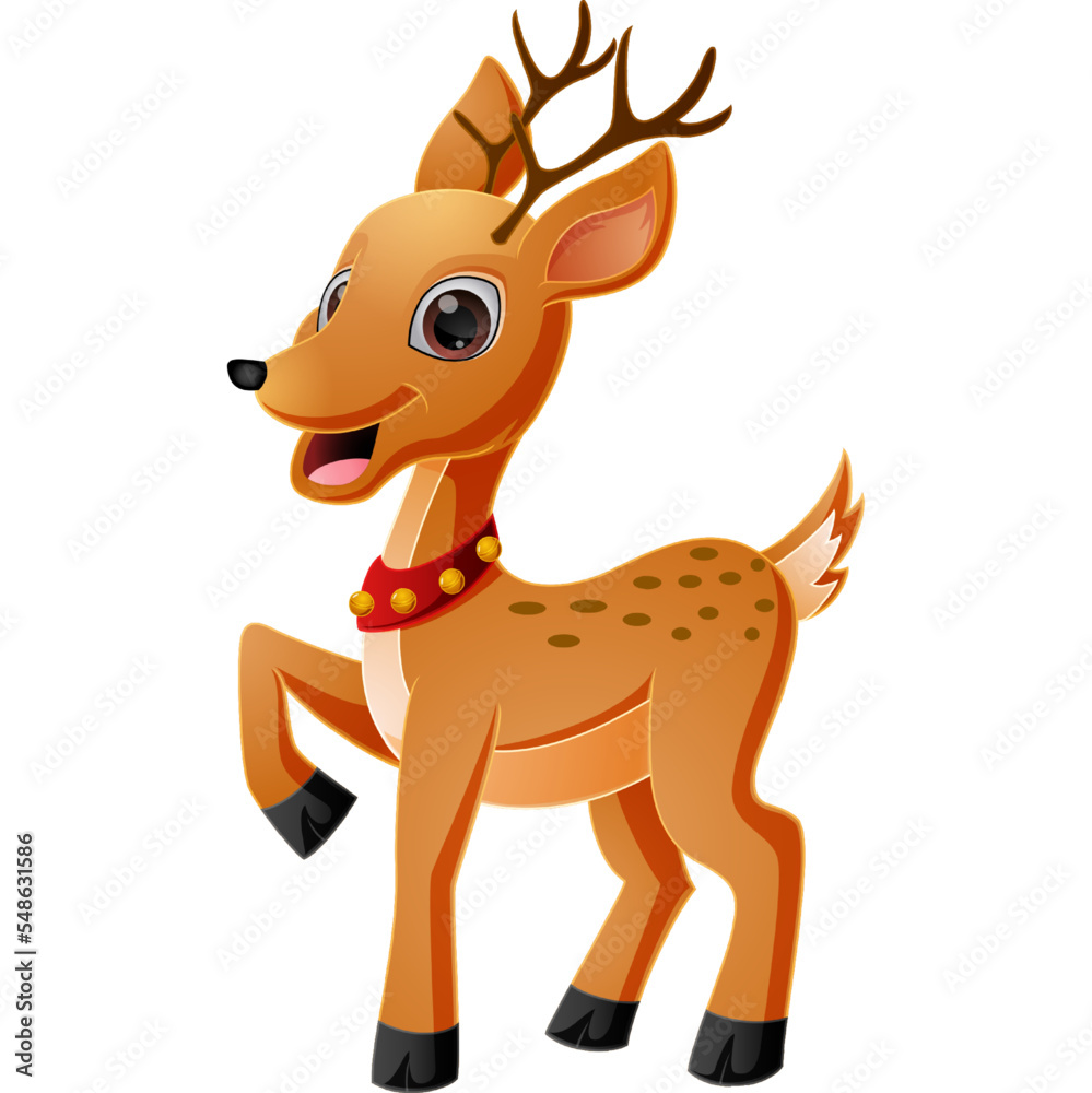 Cute baby deer cartoon on white background Stock Vector | Adobe Stock