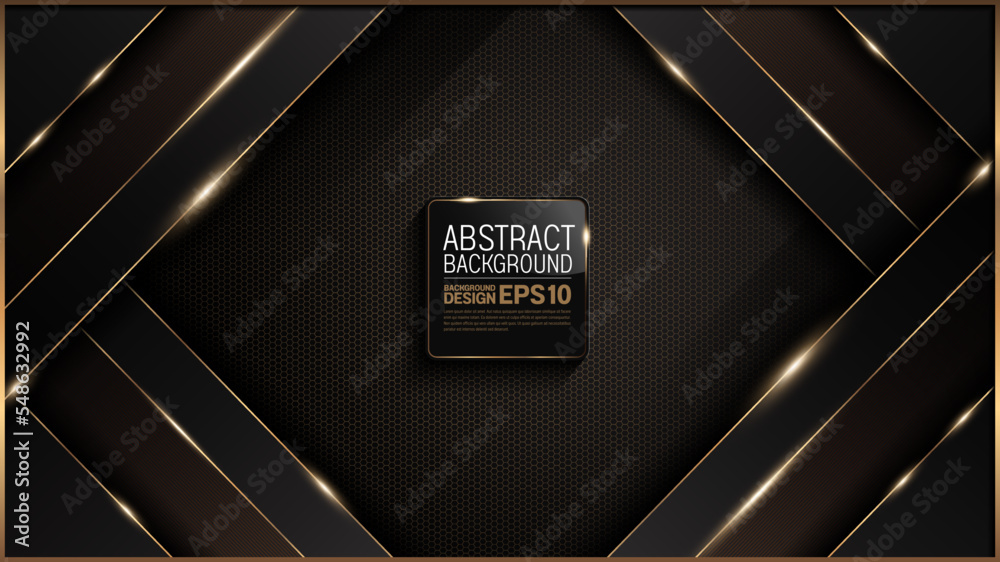 luxury straight line, abstract gold black background, overlap layer ...