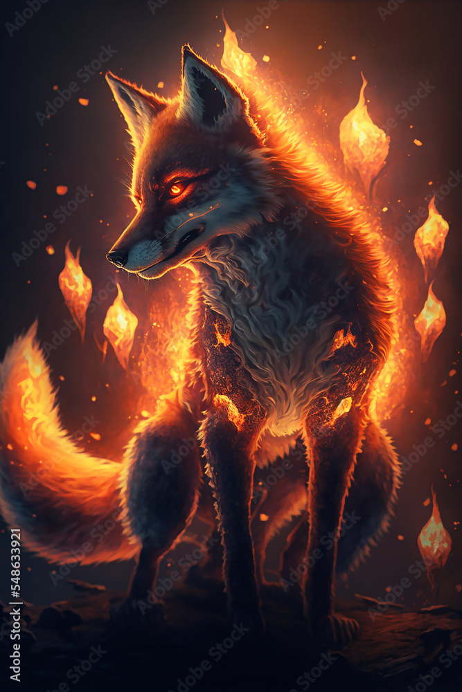 Fiery Fox, Fantasy Fox, Digital Illustration, Character Concept Art ...