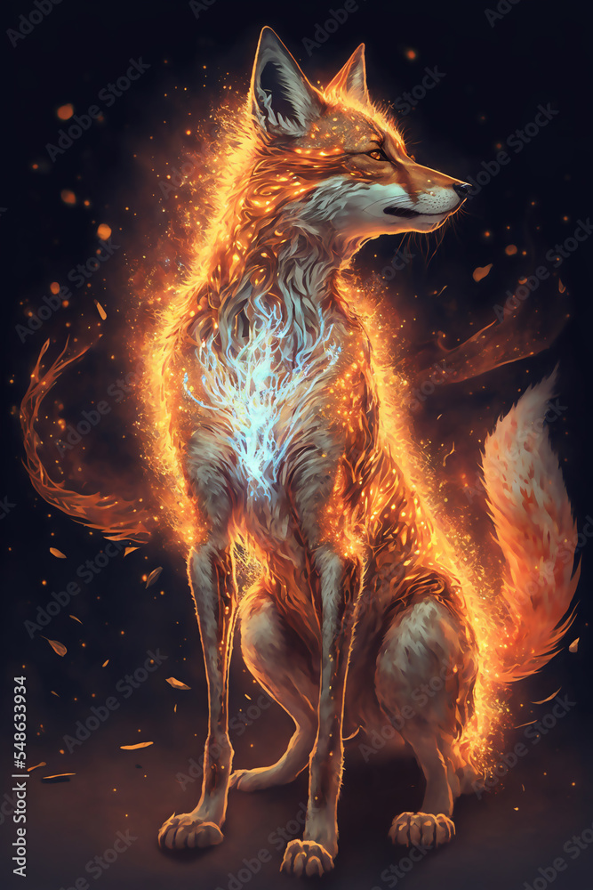 Fiery Fox, Fantasy Fox, Digital Illustration, Character Concept Art ...