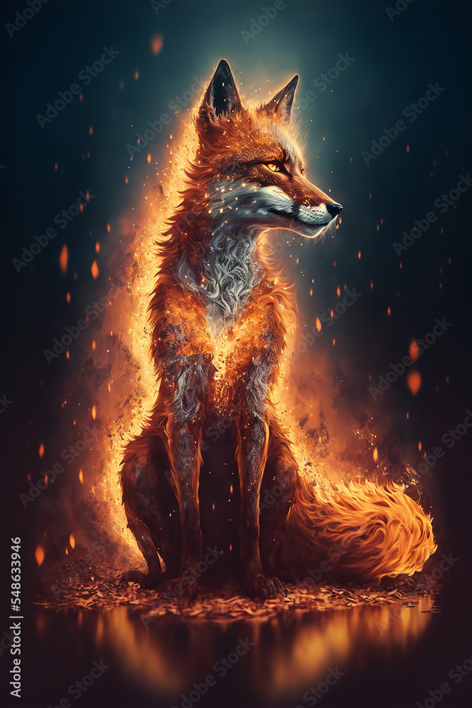Fiery Fox, Fantasy Fox, Digital Illustration, Character Concept Art ...