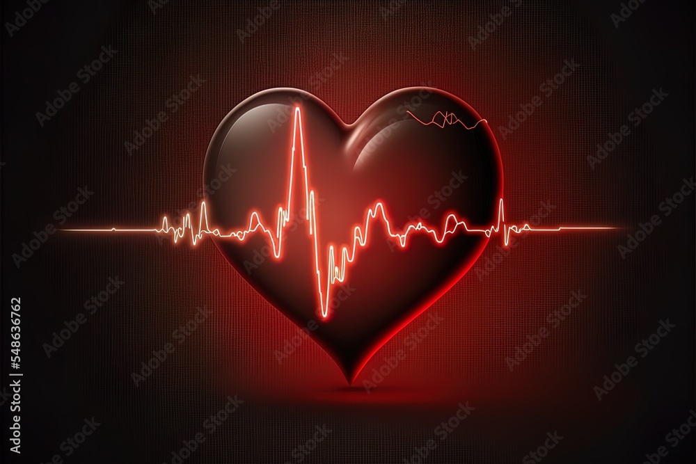 Red Medical Heartbeat Line 2D Illustrated Heart Shape Graphic In Health ...